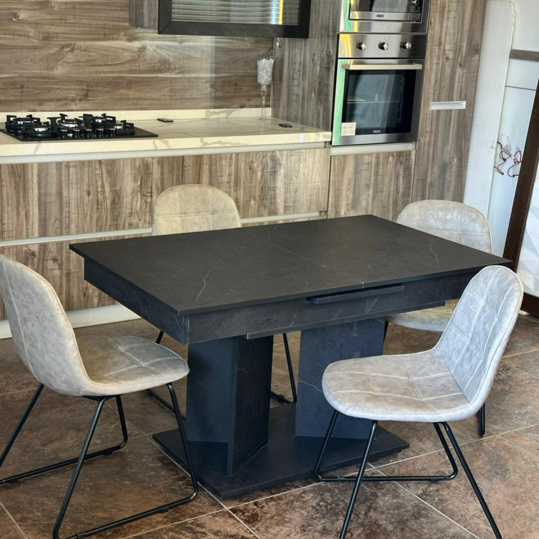 Extendable Sliding Dining Table 130-165cm - Melamine Wood, Modern ...