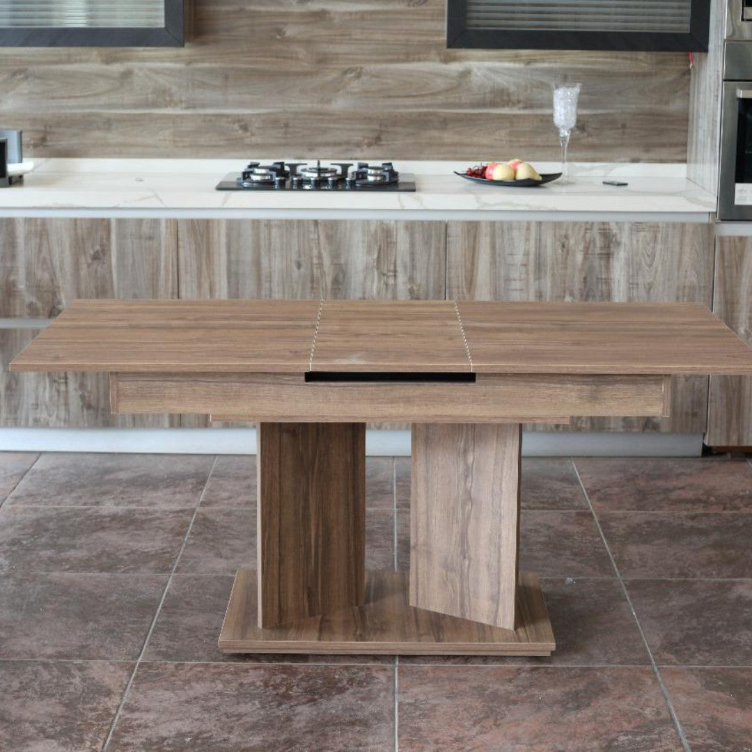 Extendable Sliding Dining Table 130-165cm - Melamine Wood, Modern ...