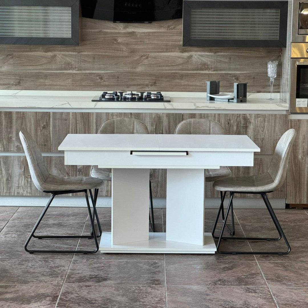 Extendable Sliding Dining Table 130-165cm - Melamine Wood, Modern ...